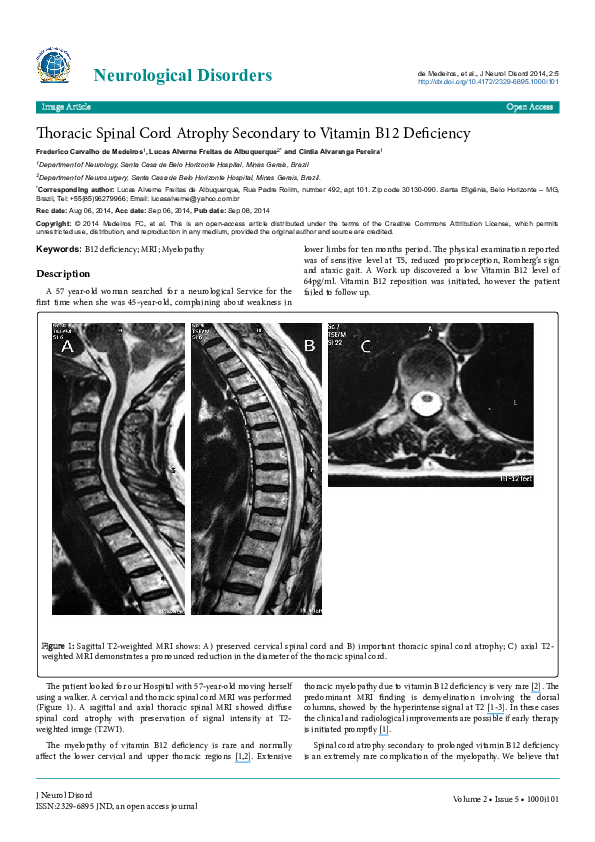 (PDF) Thoracic Spinal Cord Atrophy Secondary to Vitamin B12 Deficiency