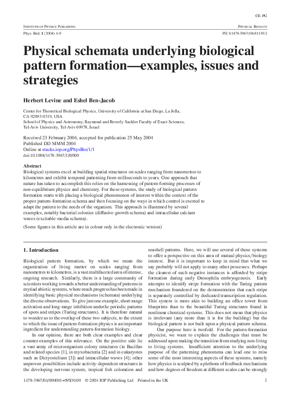 (PDF) Physical schemata underlying biological pattern formation ...