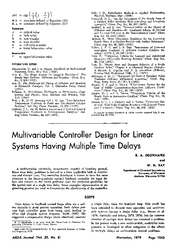 (PDF) Multivariable controller design for linear systems having ...