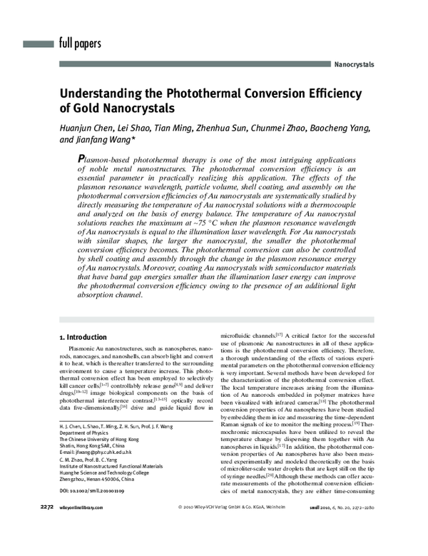 (PDF) Understanding the photothermal conversion efficiency of gold ...