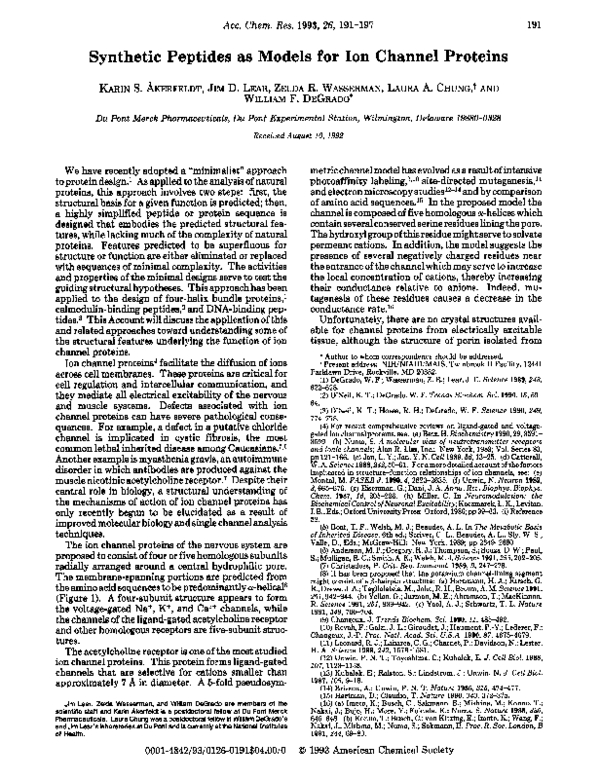 (PDF) Synthetic peptides as models for ion channel proteins