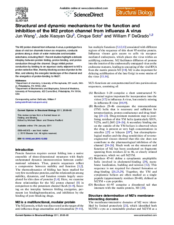 (PDF) Structural and dynamic mechanisms for the function and inhibition ...