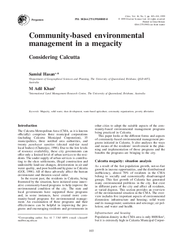 (PDF) Community-based environmental management in a megacity