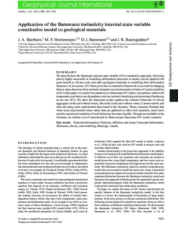(PDF) Application of the Bammann inelasticity internal state variable ...