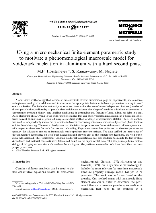 (PDF) Using a micromechanical finite element parametric study to ...