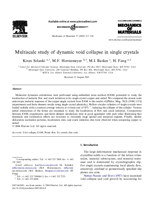 (PDF) Multiscale study of dynamic void collapse in single crystals