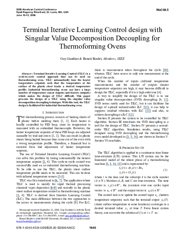 (PDF) Terminal Iterative Learning Control design with singular value decomposition decoupling ...