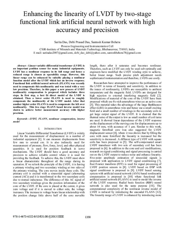 (PDF) Enhancing the linearity of LVDT by two-stage functional link ...