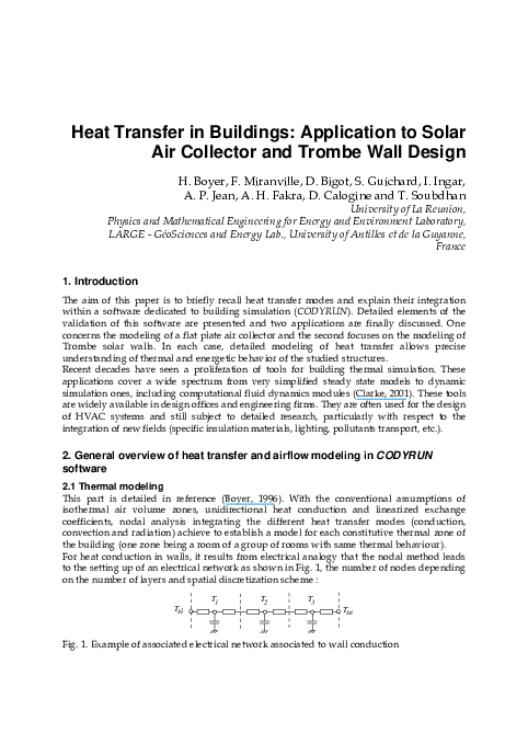 (PDF) Heat transfer in buildings: application to air solar heating and ...