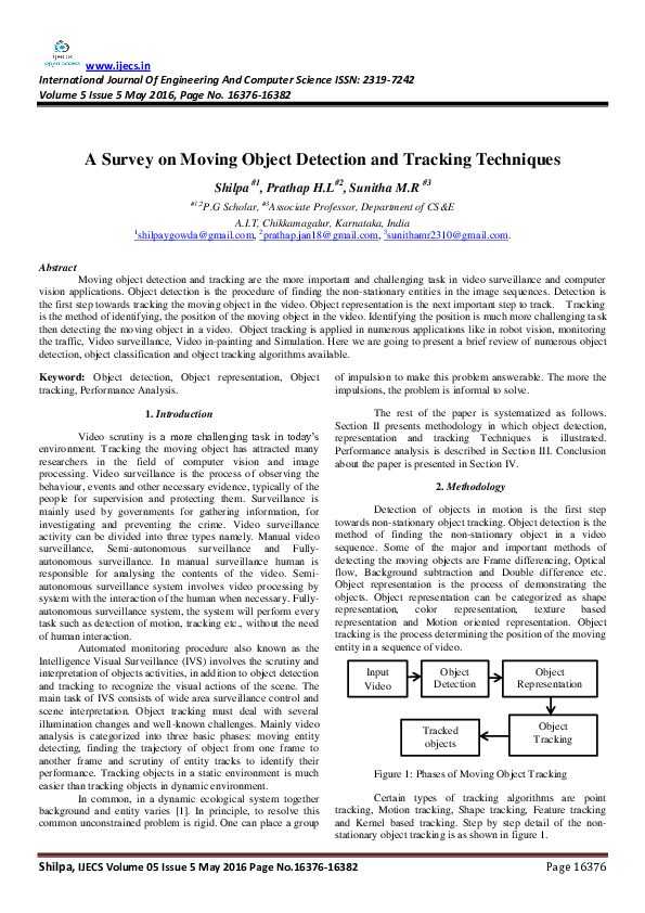 (PDF) A Survey on Moving Object Detection and Tracking Techniques