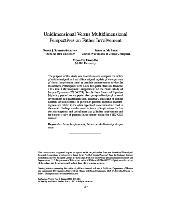 (PDF) Unidimensional Versus Multidimensional Perspectives on Father ...