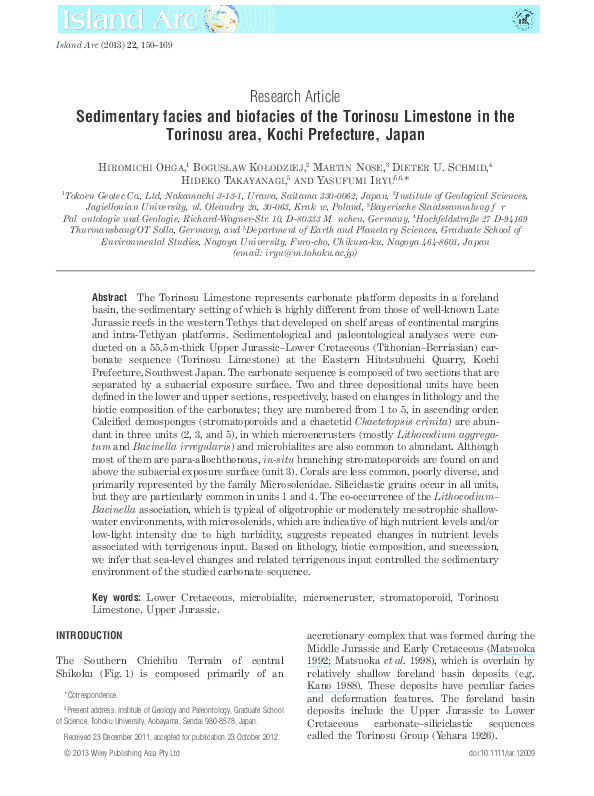 (PDF) Sedimentary facies and biofacies of the Torinosu Limestone in the ...