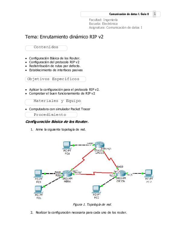 (PDF) Comunicación de datos I. Guía 8 1 Tema: Enrutamiento dinámico RIP v2