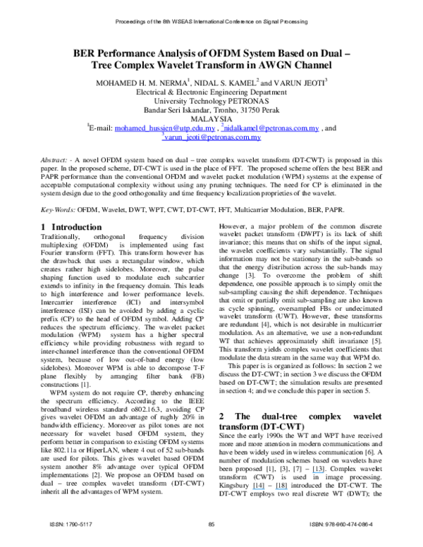 Pdf Ber Performance Analysis Of Ofdm System Based On Dual Tree