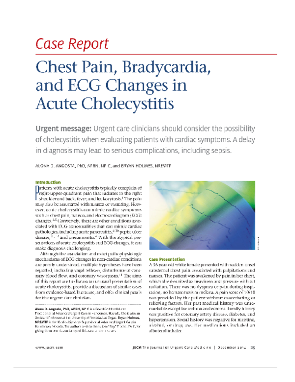 (PDF) Chest Pain, Bradycardia, and ECG Changes in Acute Cholecystitis
