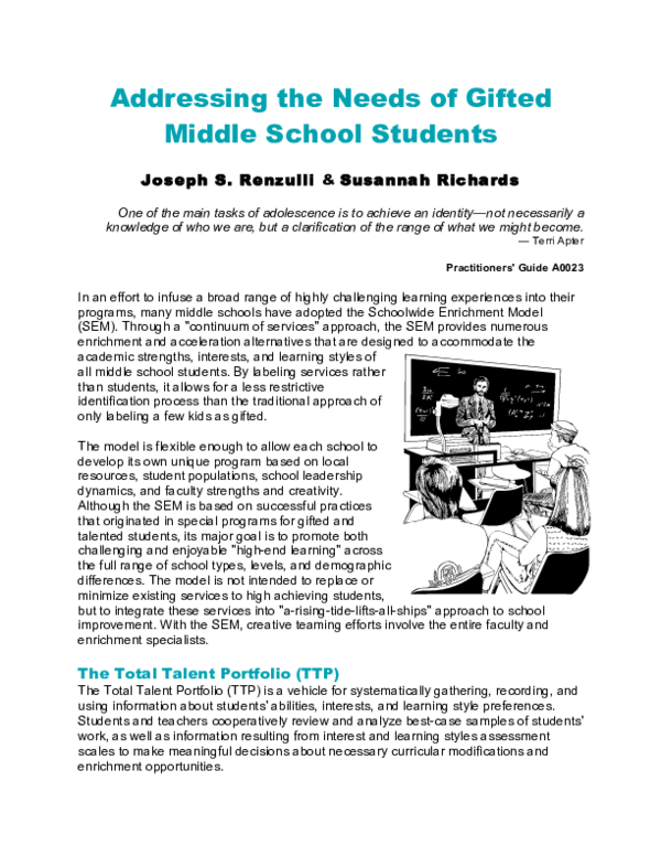(PDF) Addressing the Needs of Gifted Middle School Students
