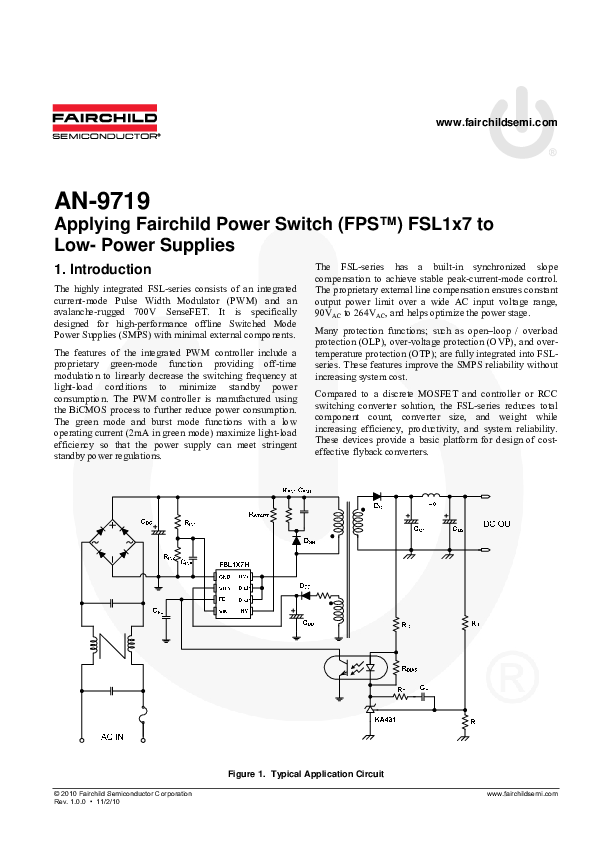 (PDF) AN-9719 Applying Fairchild Power Switch (FPS™) FSL1x7 to Low-Power Supplies