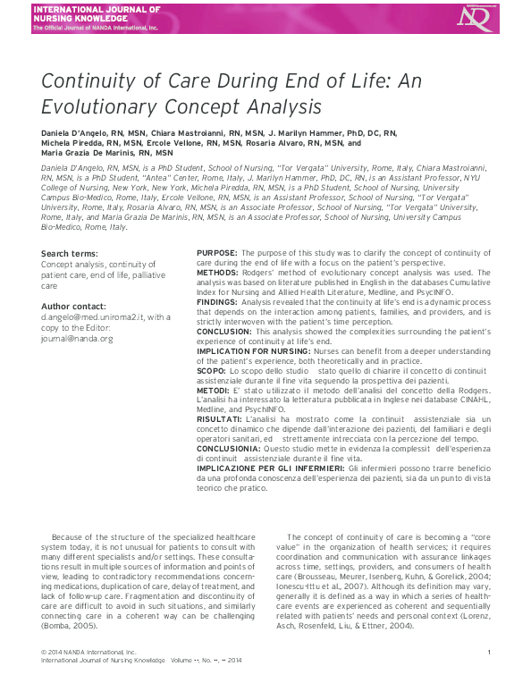 (PDF) Continuity of Care During End of Life: An Evolutionary Concept ...