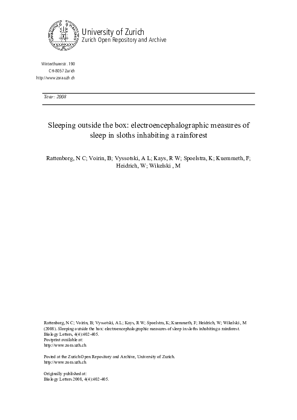 (PDF) Sleeping outside the box: electroencephalographic measures of ...