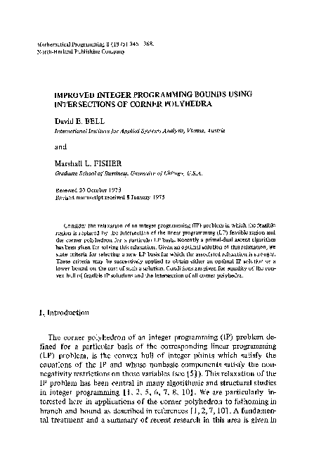 Pdf Improved Integer Programming Bounds Using Intersections Of Corner Polyhedra