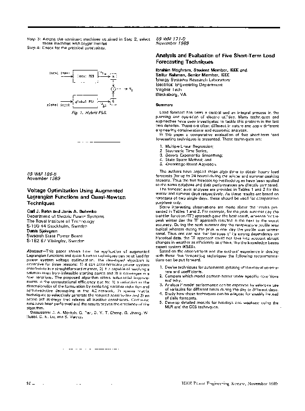 Pdf Analysis And Evaluation Of Five Short Term Load Forecasting