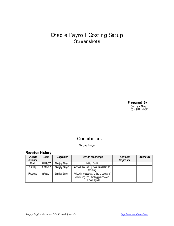 (PDF) Oracle Payroll Costing Setup Screenshots