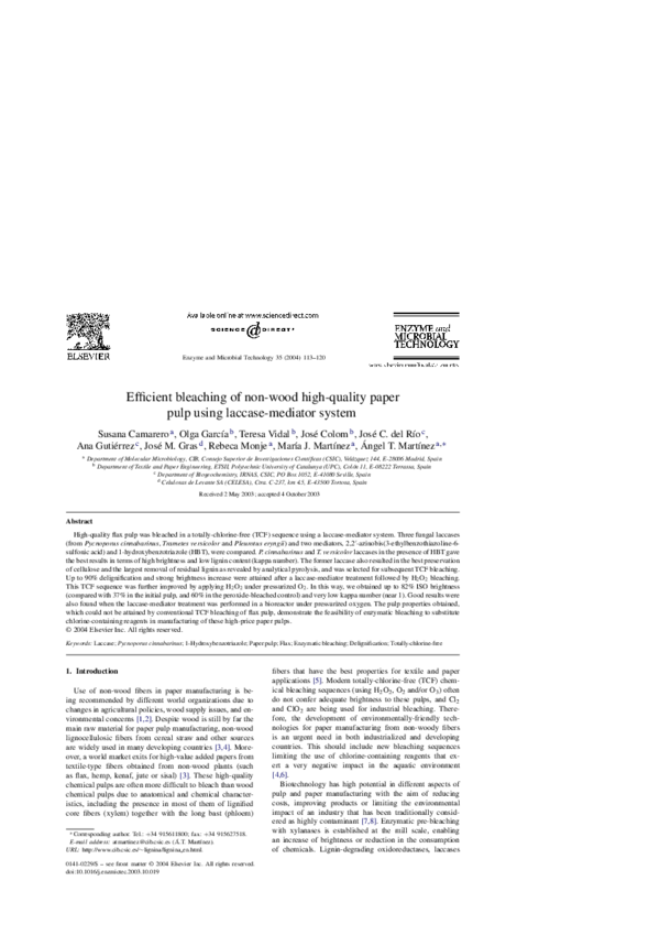 (PDF) Efficient bleaching of non-wood high-quality paper pulp using ...
