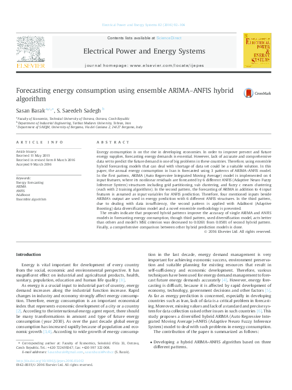 Pdf Forecasting Energy Consumption Using Ensemble Arima Anfis Hybrid Algorithm
