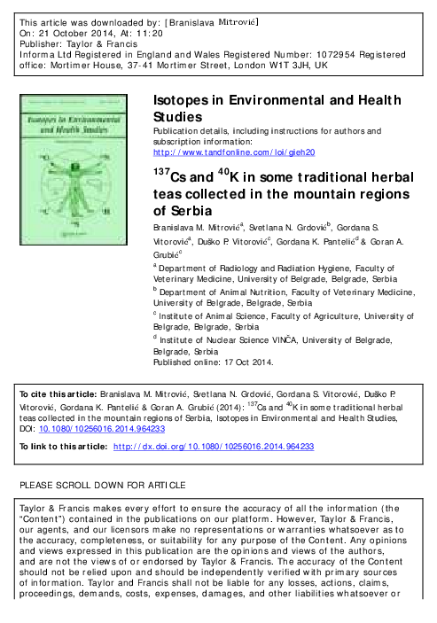 (PDF) 137 Cs and 40 K in some traditional herbal teas collected in the ...