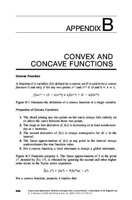 (PDF) APPENDIXB CONVEX AND CONCAVE FUNCTIONS Convex Function
