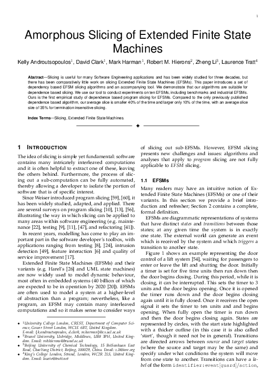 (PDF) Amorphous Slicing of Extended Finite State Machines