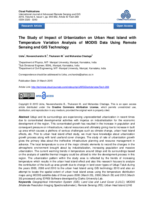 (PDF) The Study of Impact of Urbanization on Urban Heat Island with Temperature Variation ...