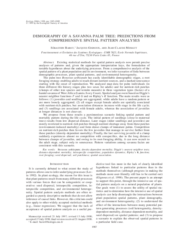 (PDF) Demography of a savanna palm tree: predictions from comprehensive ...