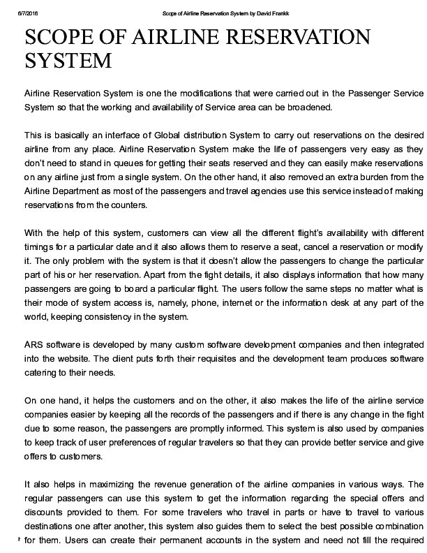 (PDF) SCOPE OF AIRLINE RESERVATION SYSTEM
