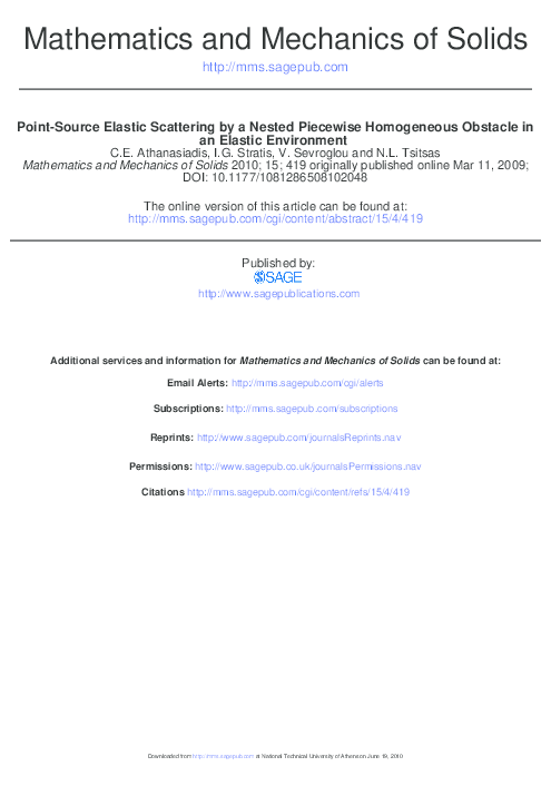 (PDF) Point-Source Elastic Scattering by a Nested Piecewise Homogeneous Obstacle in an Elastic ...