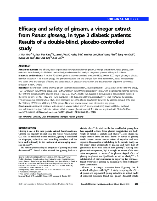 (PDF) Efficacy and safety of ginsam, a vinegar extract from Panax ...