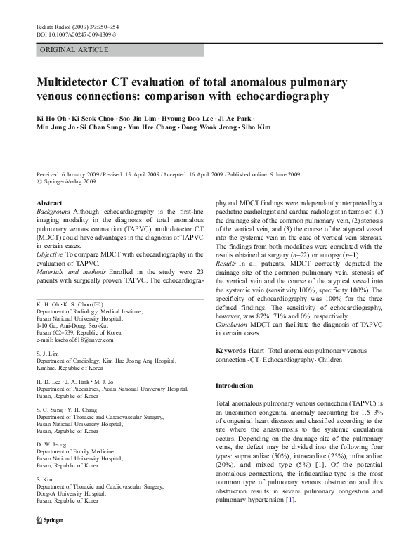 (PDF) Multidetector CT evaluation of total anomalous pulmonary venous ...