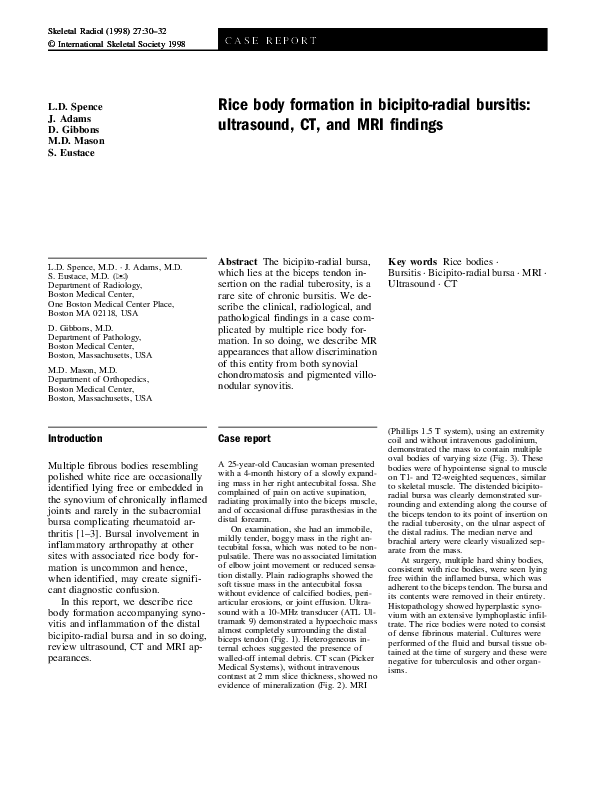 (PDF) Rice body formation in bicipito-radial bursitis: ultrasound, CT ...
