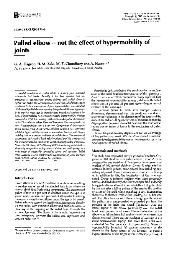 (PDF) Pulled elbow — not the effect of hypermobility of joints