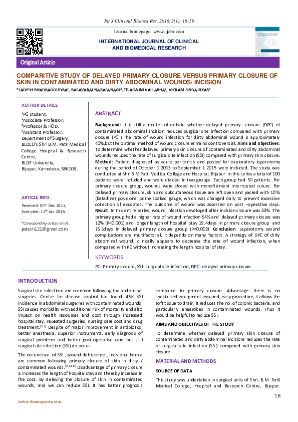(PDF) COMPARITIVE STUDY OF DELAYED PRIMARY CLOSURE VERSUS PRIMARY ...