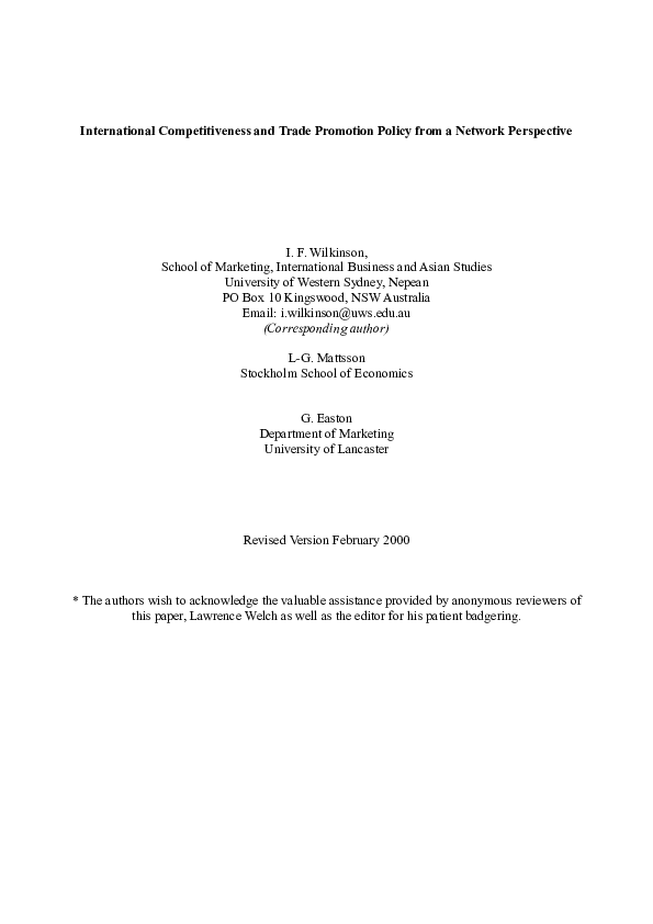 (DOC) International competitiveness and trade promotion policy from a ...