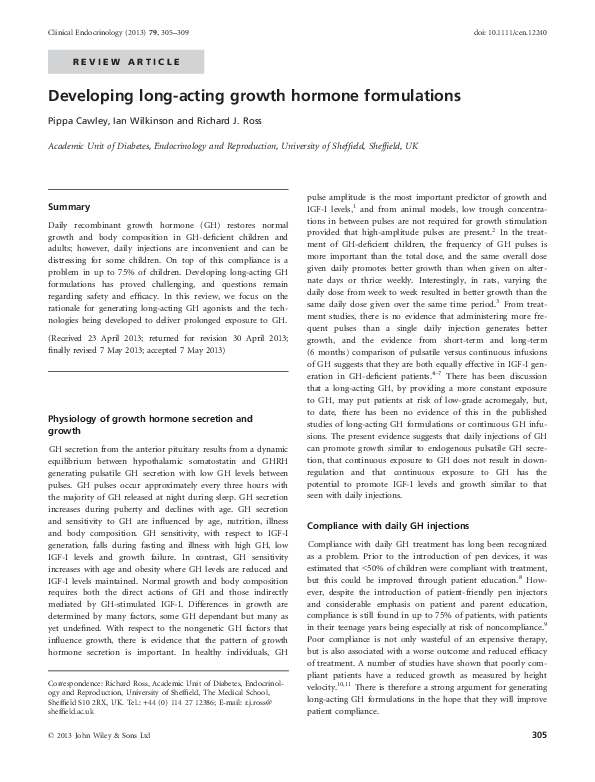 (PDF) Developing long-acting growth hormone formulations