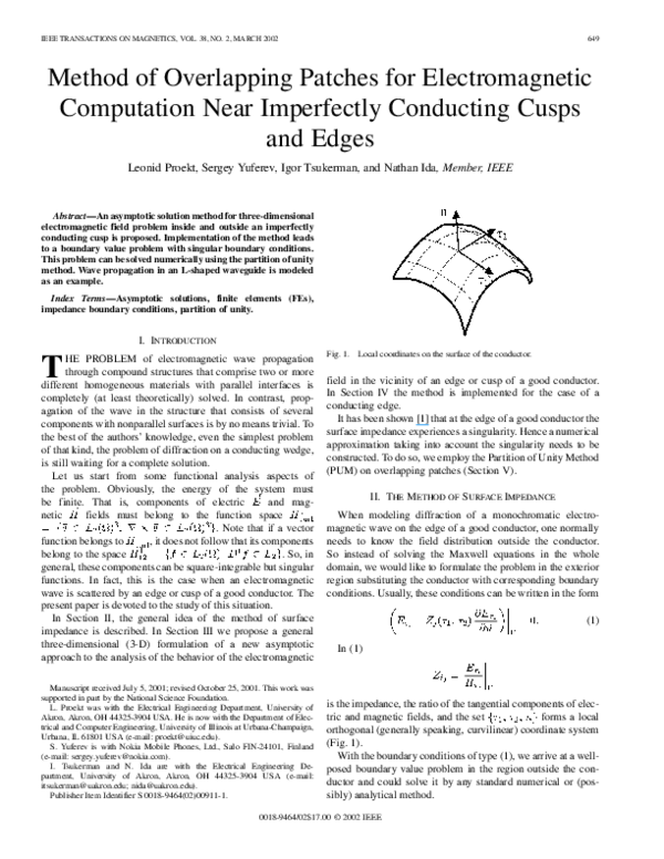 Pdf Method Of Overlapping Patches For Electromagnetic Computation
