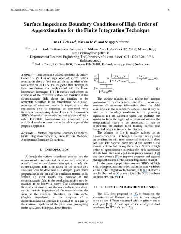 (PDF) Surface impedance boundary conditions of high order of approximation for the finite ...