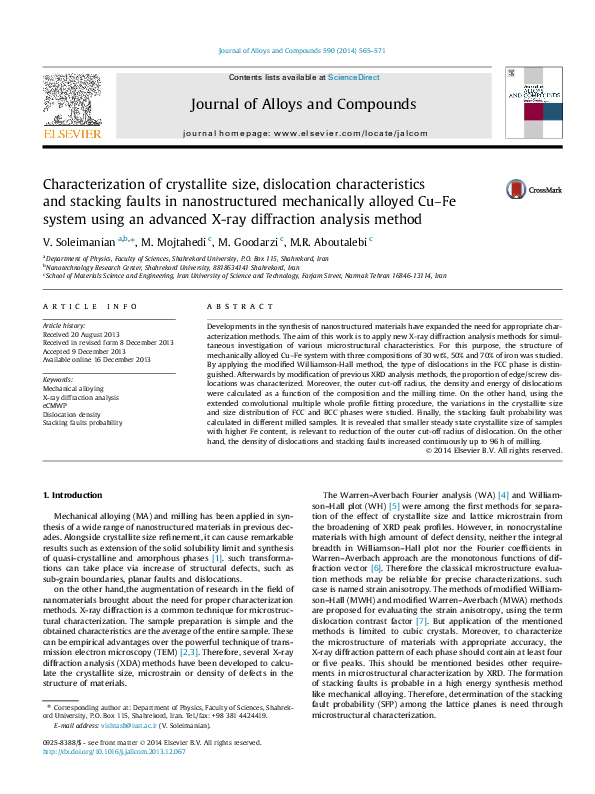 (PDF) X-ray diffraction analysis of cold-worked Cu-Ni-Si and Cu-Ni-Si-Cr alloys by Rietveld ...
