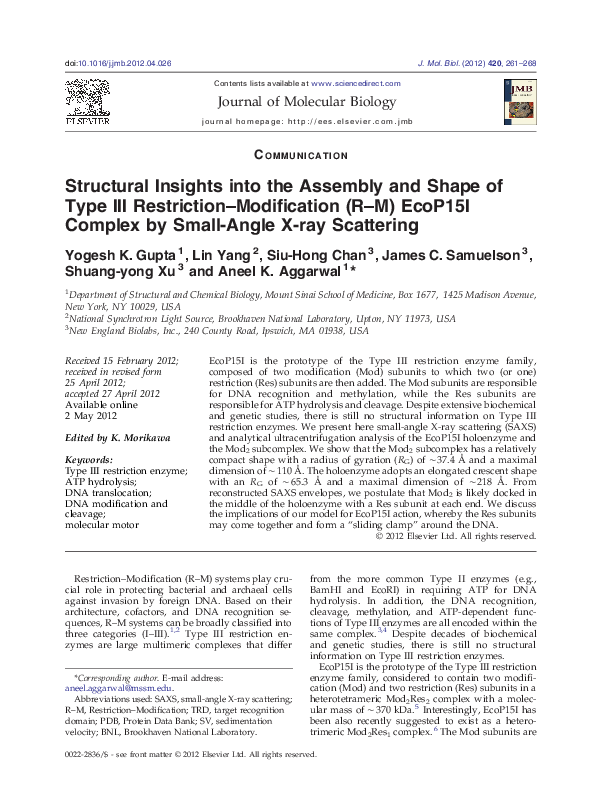 (PDF) Structural Insights into the Assembly and Shape of Type III ...