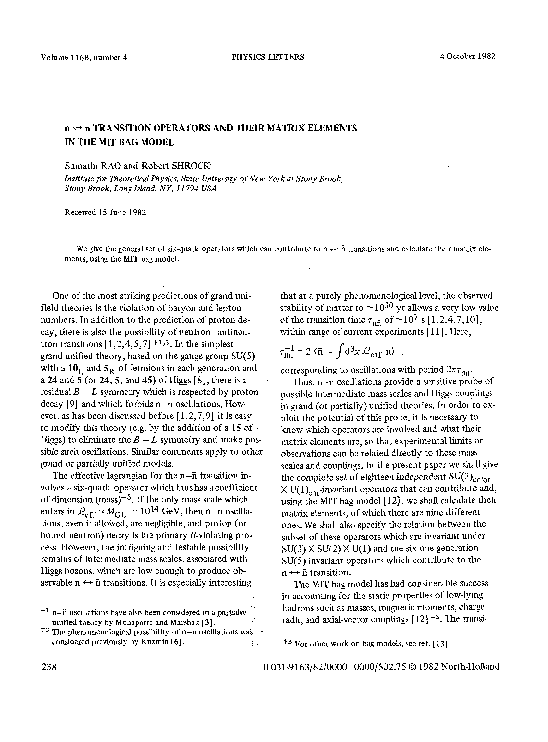 (PDF) n ↔ transition operators and their matrix elements in the MIT bag ...