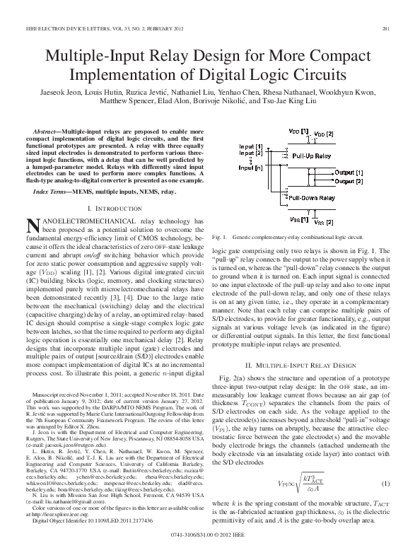 (PDF) Multiple-Input Relay Design for More Compact Implementation of ...