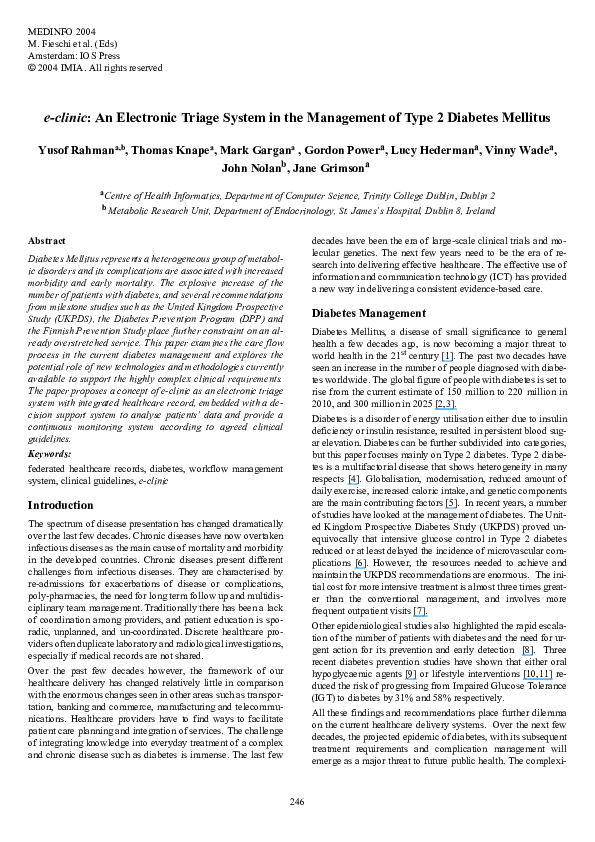 (PDF) e-clinic: an electronic triage system for the management of type ...
