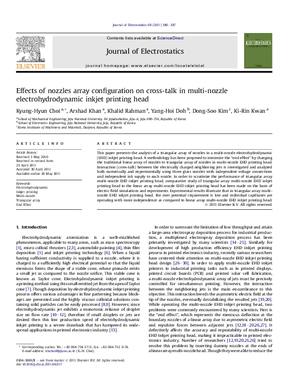 (PDF) Effects of nozzles array configuration on cross-talk in multi ...
